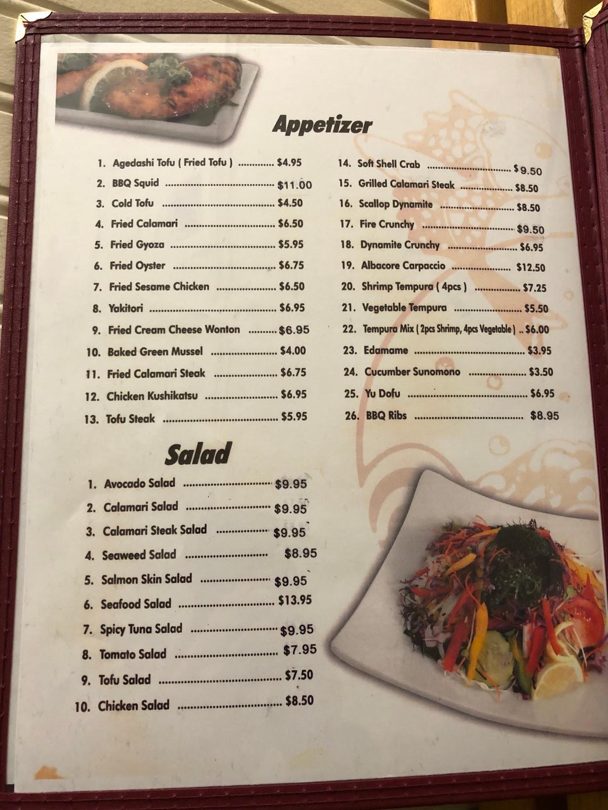 Menu at Yashima Restaurant, Covina