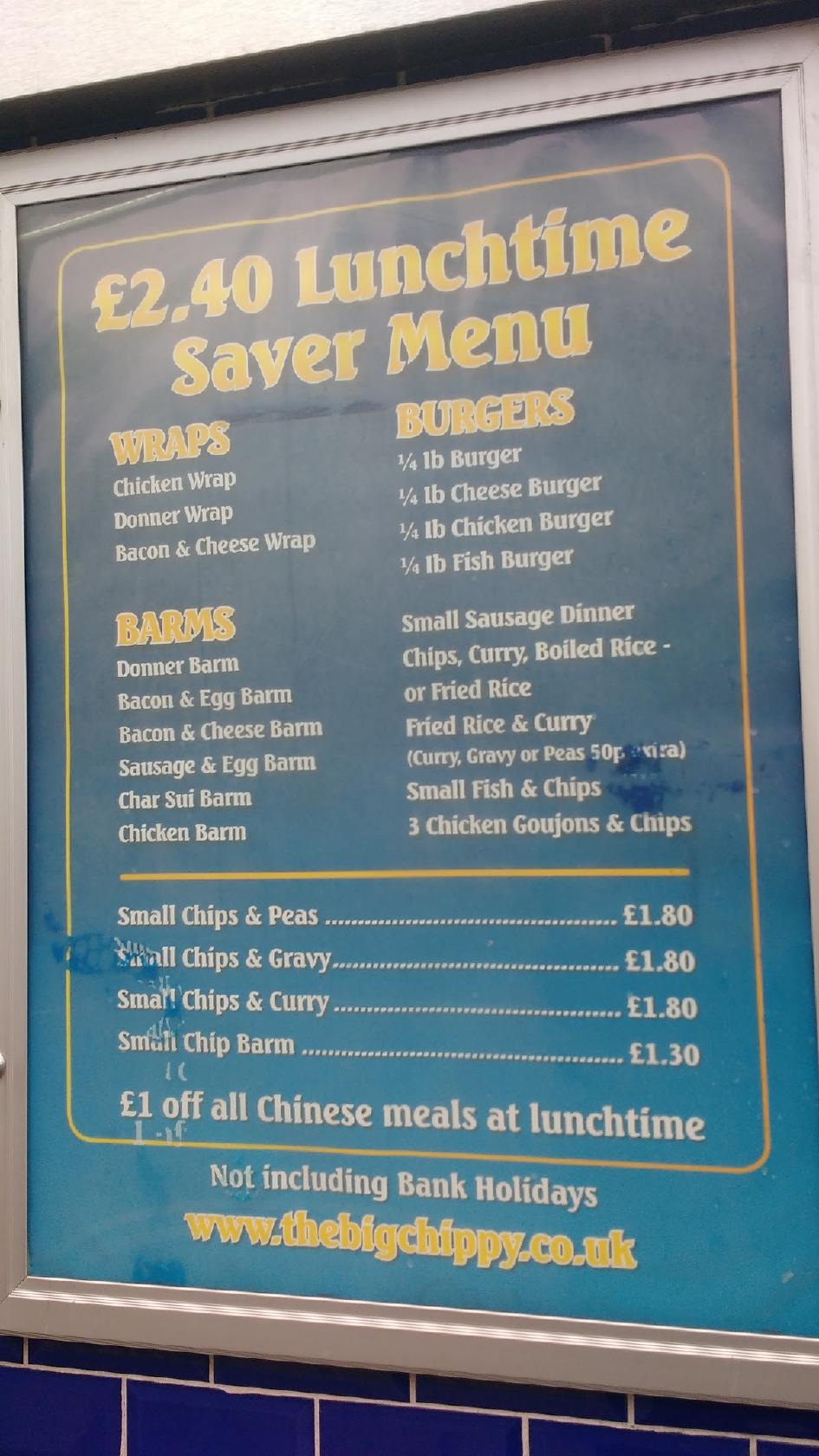 Menu at The Big Chippy fast food, Prescot