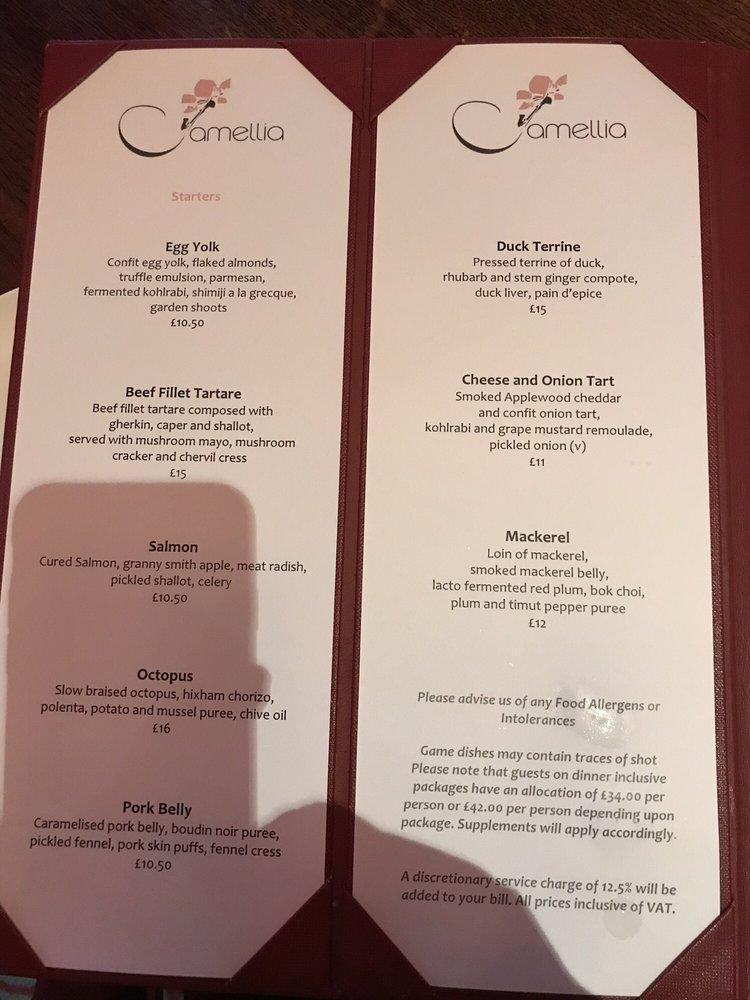 Carta del restaurante Camellia, Horsham
