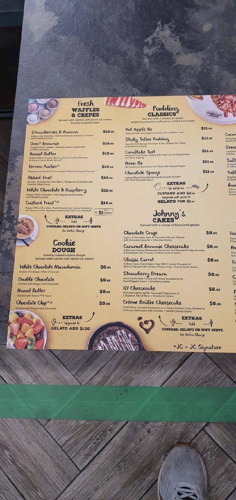 Menu at Johnny Custard Dessert Co desserts, Toronto