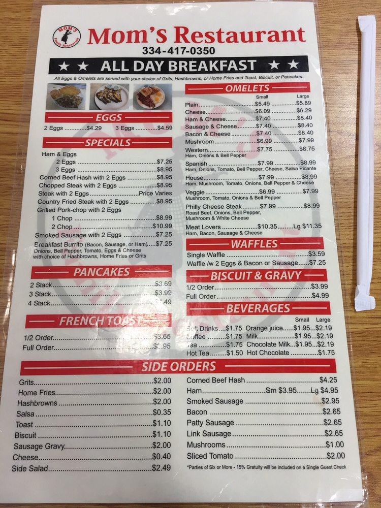 Menu at Mom's Family Restaurant, Enterprise