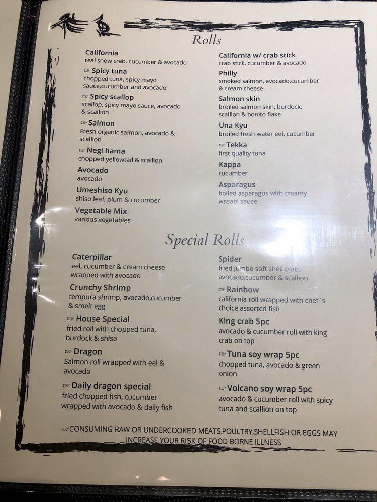 Menu at Mountain Flying Fish restaurant, Breckenridge, La Cima Mall
