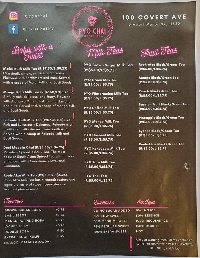 Menu at Pyo Chai, Stewart Manor