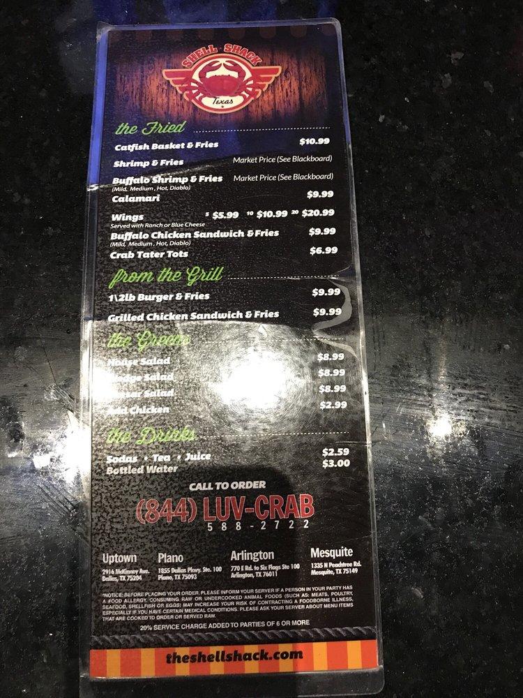 Menu at Shell Shack pub & bar, Arlington, 550 Lincoln Square