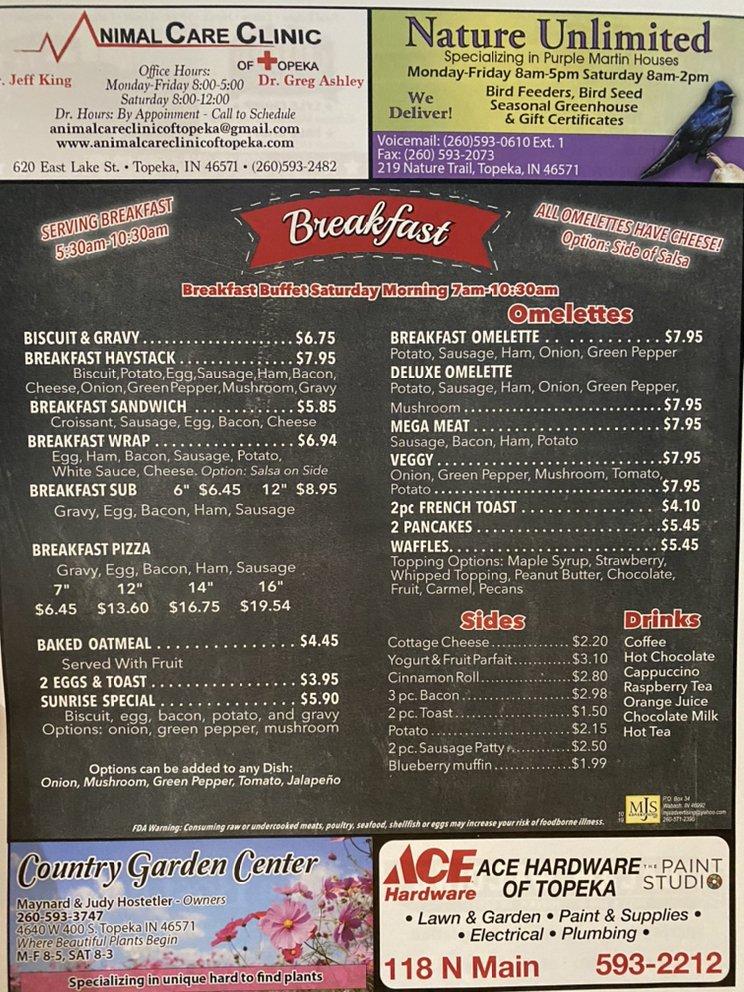 Menu at Topeka Pizza pizzeria, Topeka
