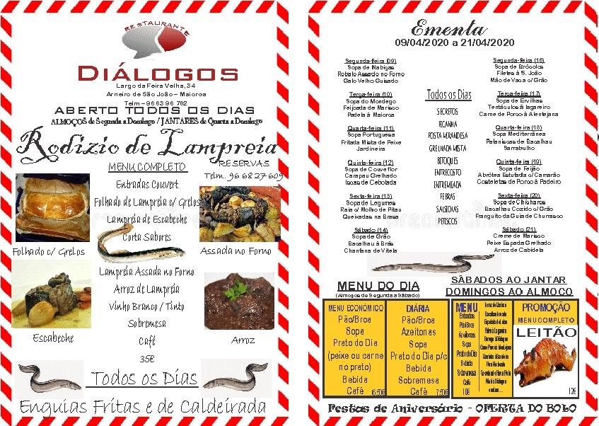 Menu em Diálogos restaurante, Maiorca