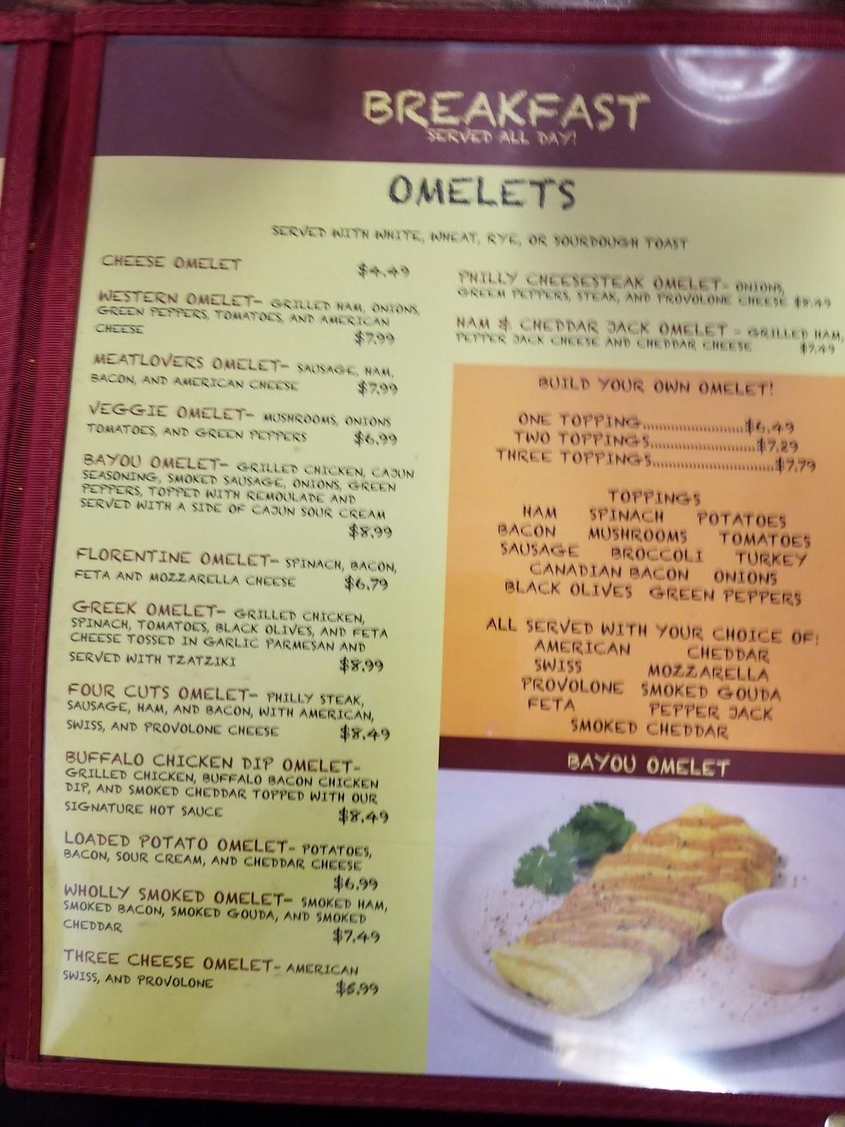 Menu at Harvest Moon restaurant, Williamsport