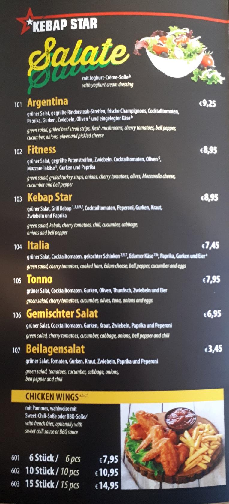 Speisekarte von Kebap Star restaurant, Bruchmühlbach-Miesau