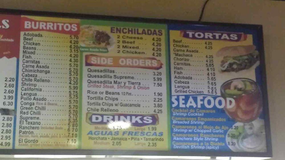 Menu at Poliberto's Taco Shop restaurant, Glendale