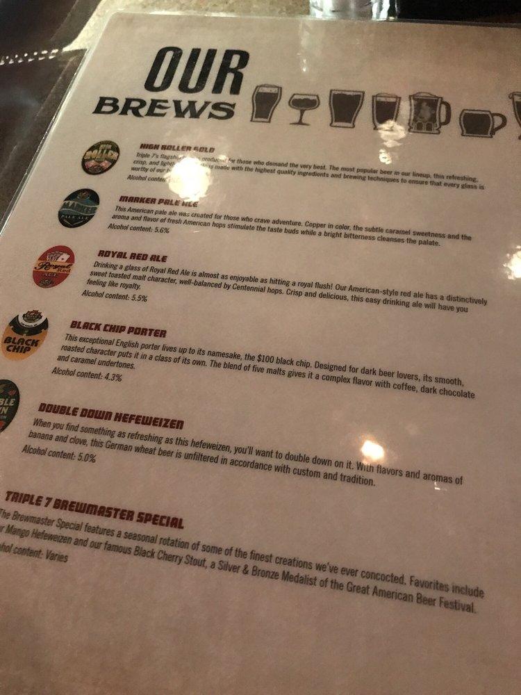 Menu at Triple 7 Restaurant and Microbrewery, Las Vegas