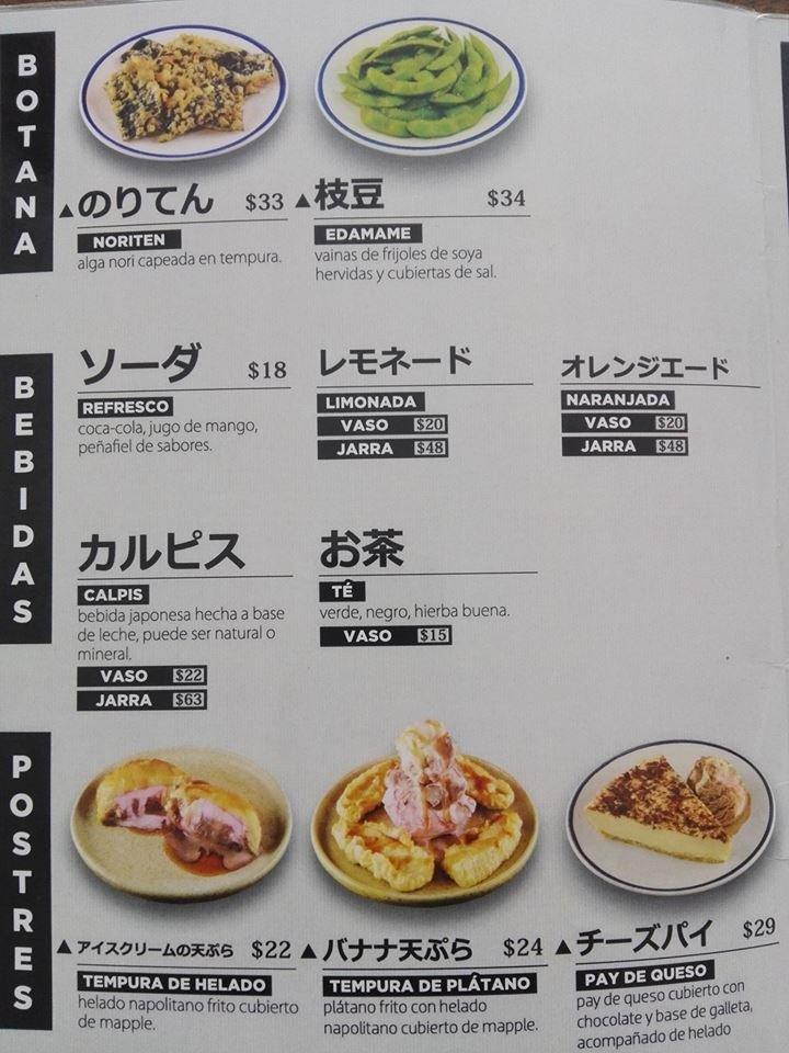 Carta de Restaurante Tsuru, Santiago de Querétaro