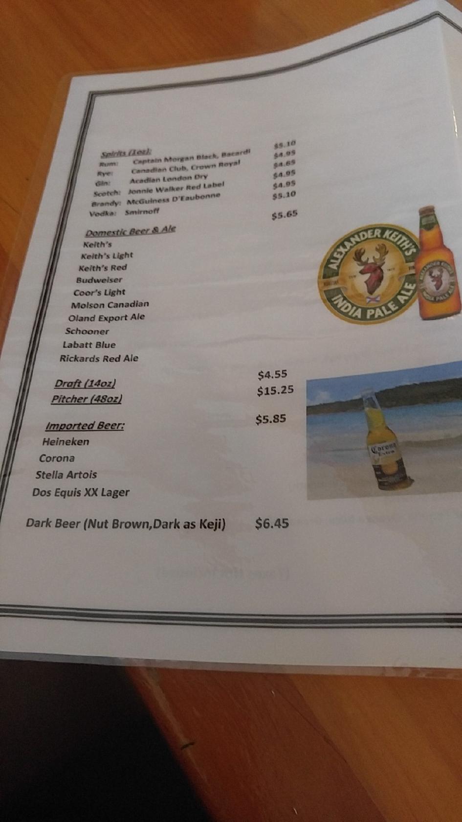 Menu at Captain's Cabin Restaurant, Digby