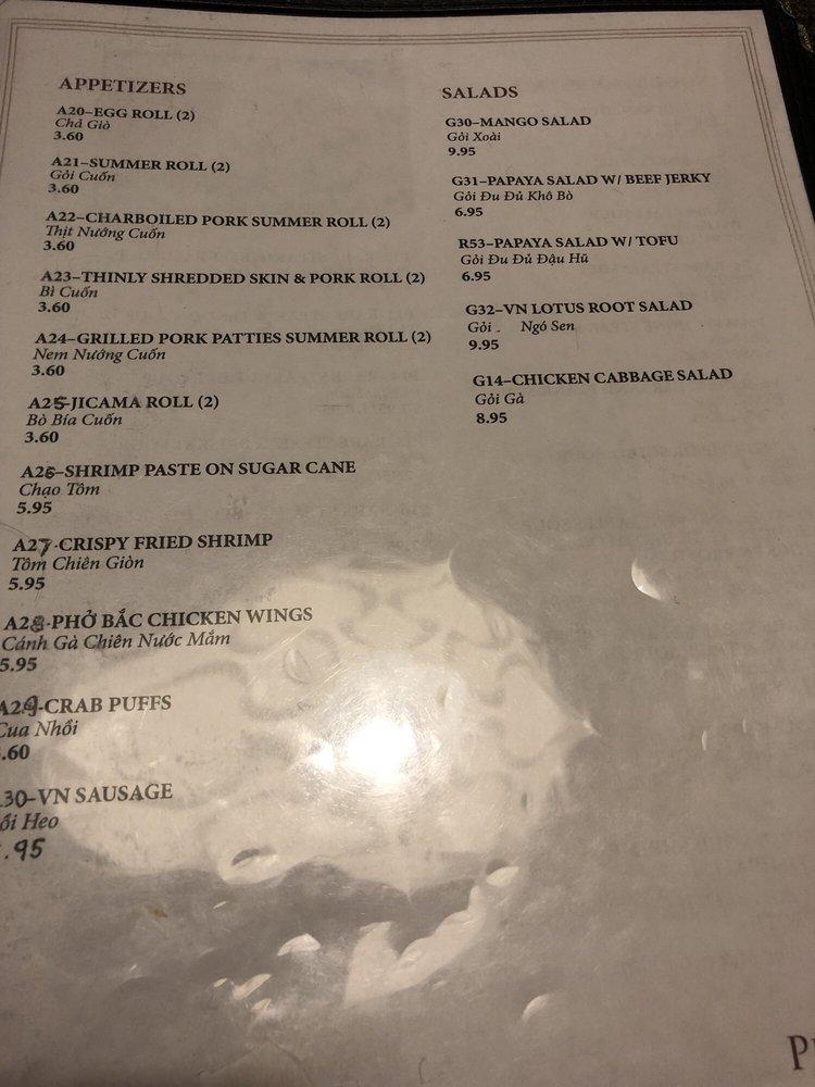 Menu at Pho Bac (Now has moved to Pho Augusta 4045 Jimmie Dyess Pkwy ...