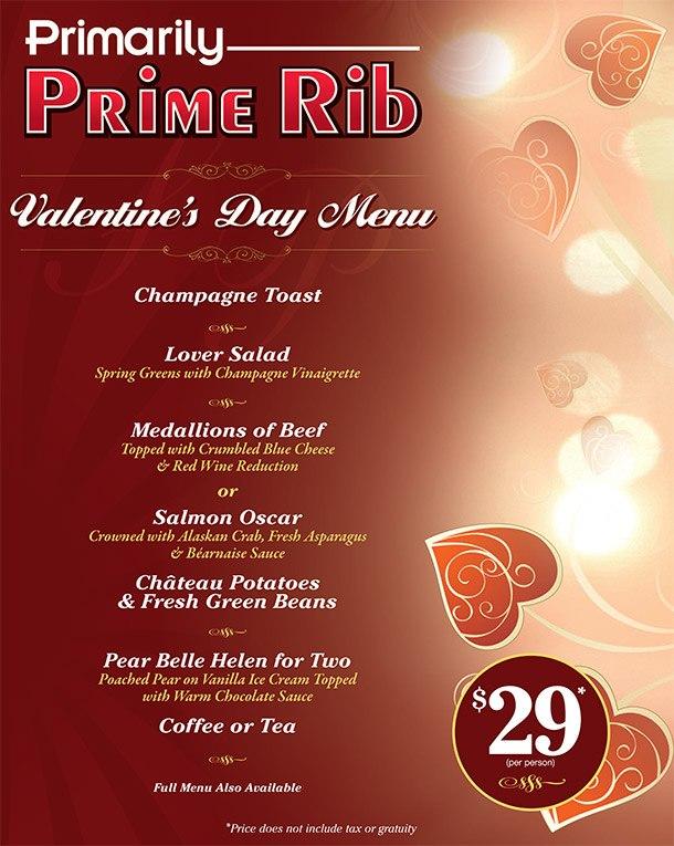 Menu at Primarily Prime Rib steakhouse, Las Vegas, Las Vegas Blvd S