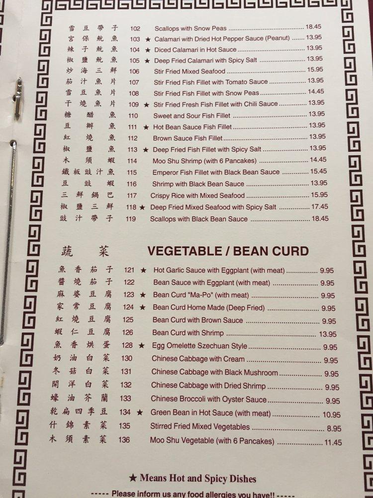 Menu at Shin Shin Chinese Restaurant, Windsor
