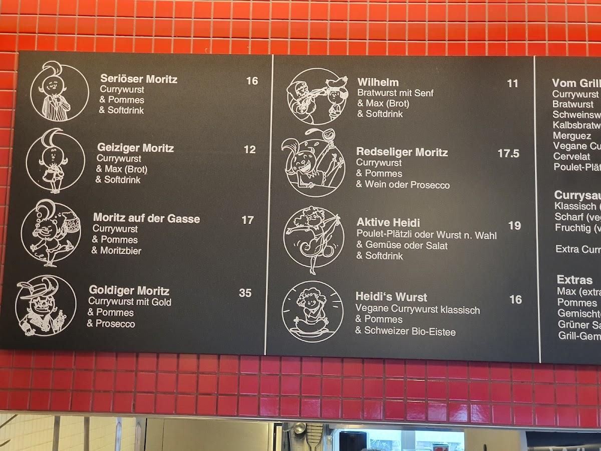 Speisekarte von Wurst & Moritz, Zürich