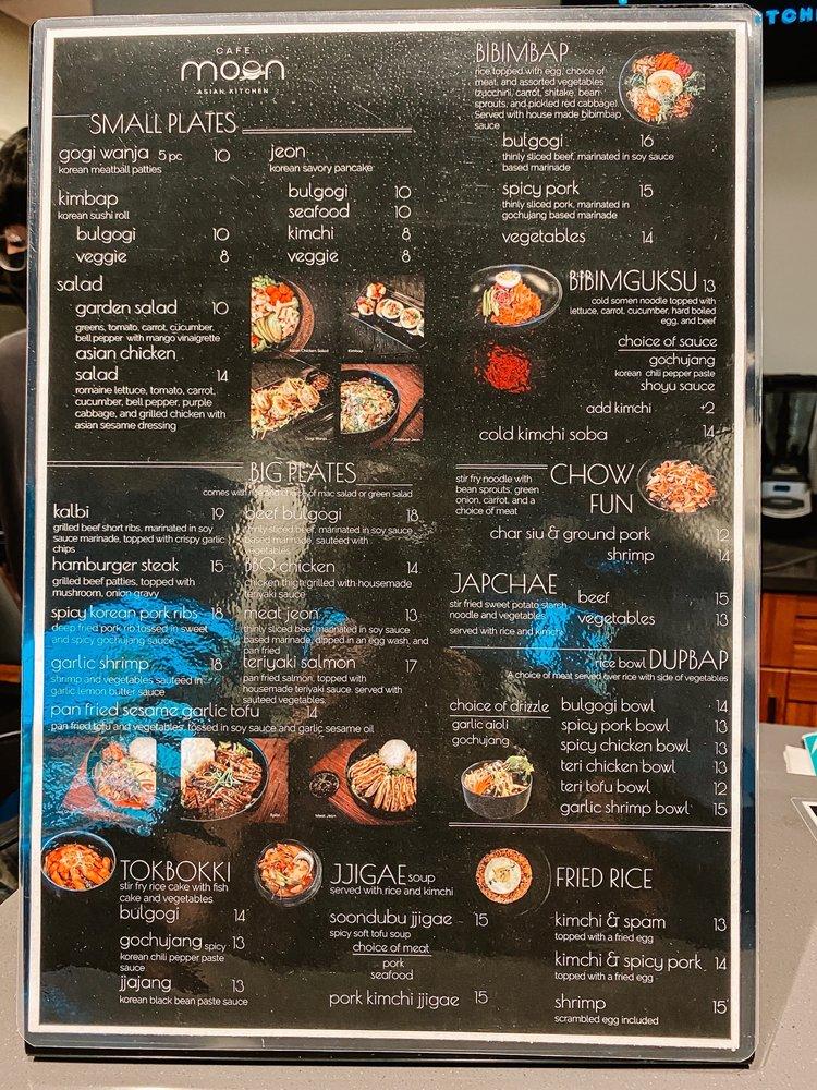 Menu at Cafe Moon, Kihei