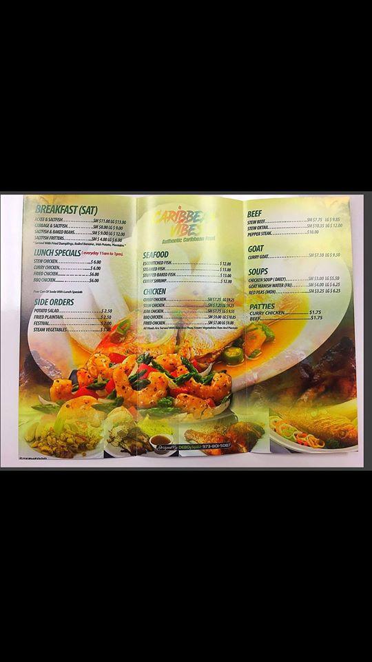 Menu at Caribbean Vibes restaurant, Howell