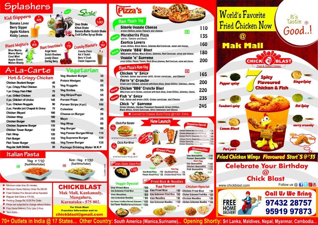 Menu at Chick Blast Family Restaurant & Ideal Cafe Ice-Creams, Mangaluru