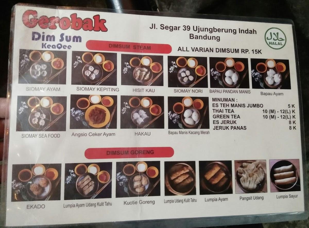 Menu at Gerobak Dim Sum KeaQee restaurant, Bandung