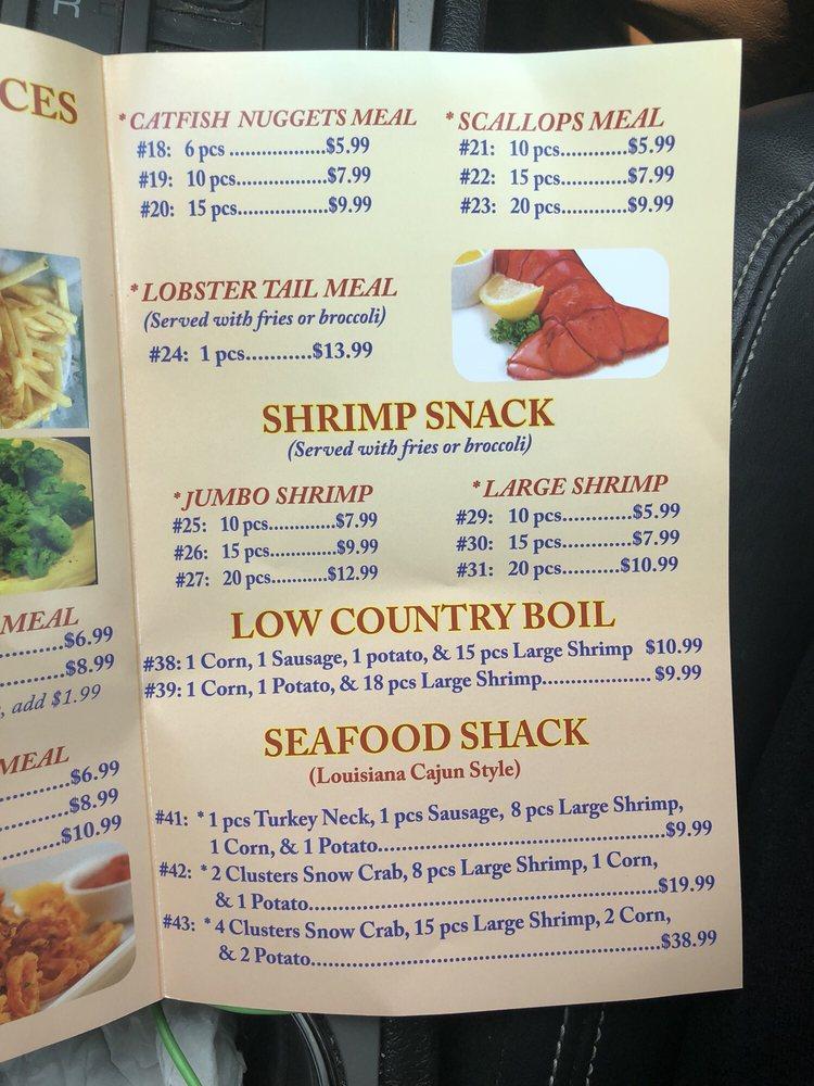 Menu at Louisiana Crawfish restaurant, Lake City