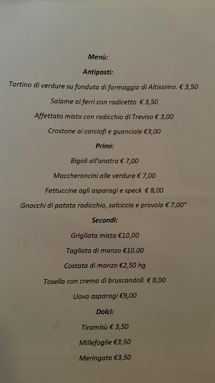 Menu at Ristorante Al Sasso Moro, Valdagno