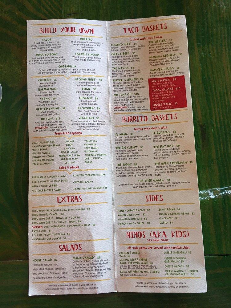 Menu at Taco Mama - Tuscaloosa restaurant, Tuscaloosa