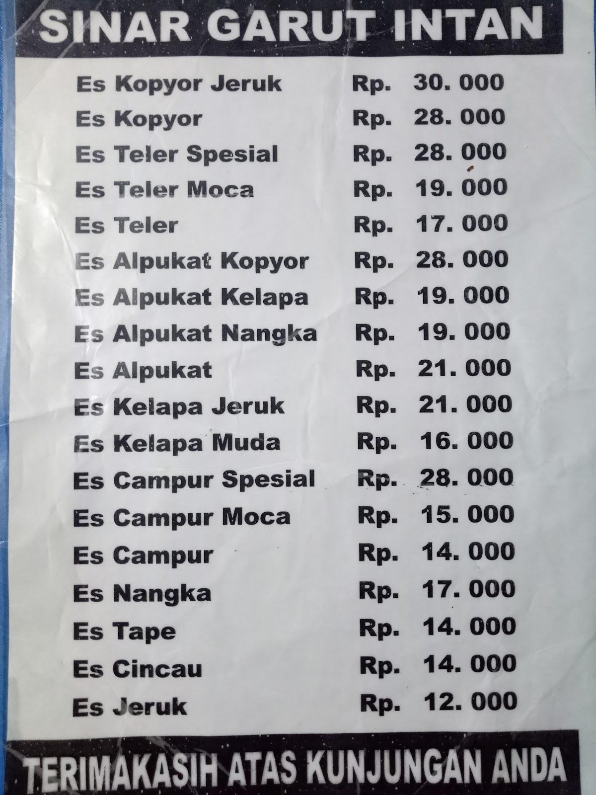 Menu at Es Teler Sinar Garut Intan Kota Serang cafe, Serang