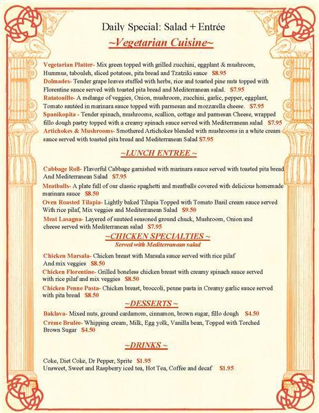 Menu at M&M Bistro restaurant, Joplin