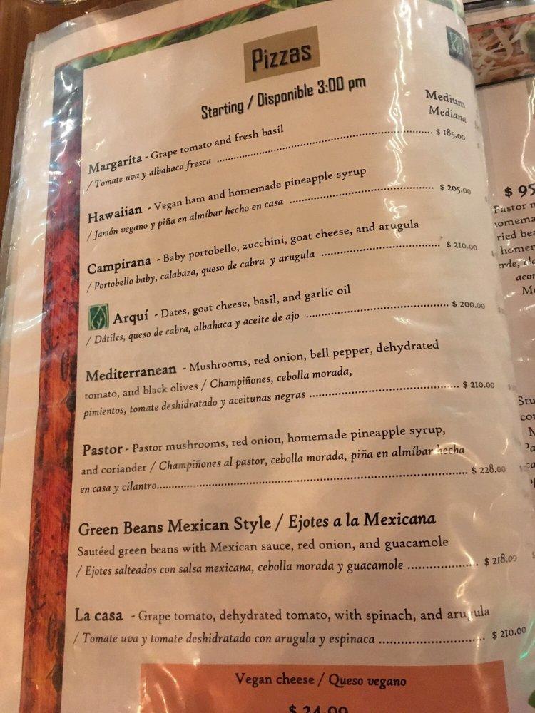 Menu at Mako pizzeria, Cabo San Lucas