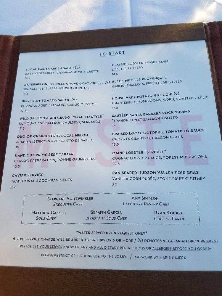Menu at Mister A's pub & bar, San Diego