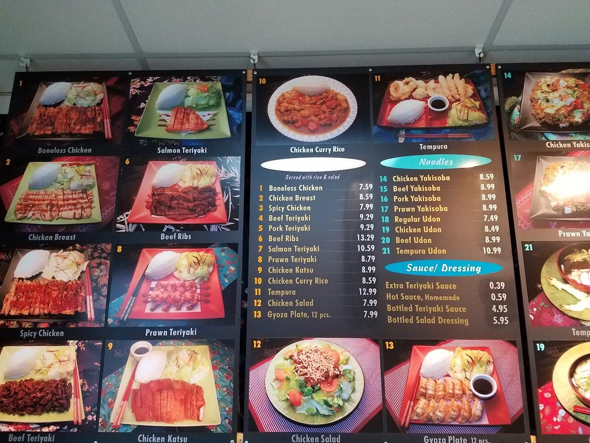 Menu at Sunny Teriyaki restaurant, Bothell