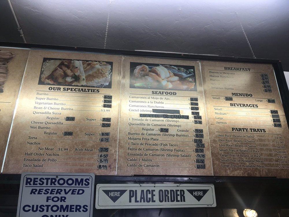 Menu at Taqueria El Guero restaurant, Fresno