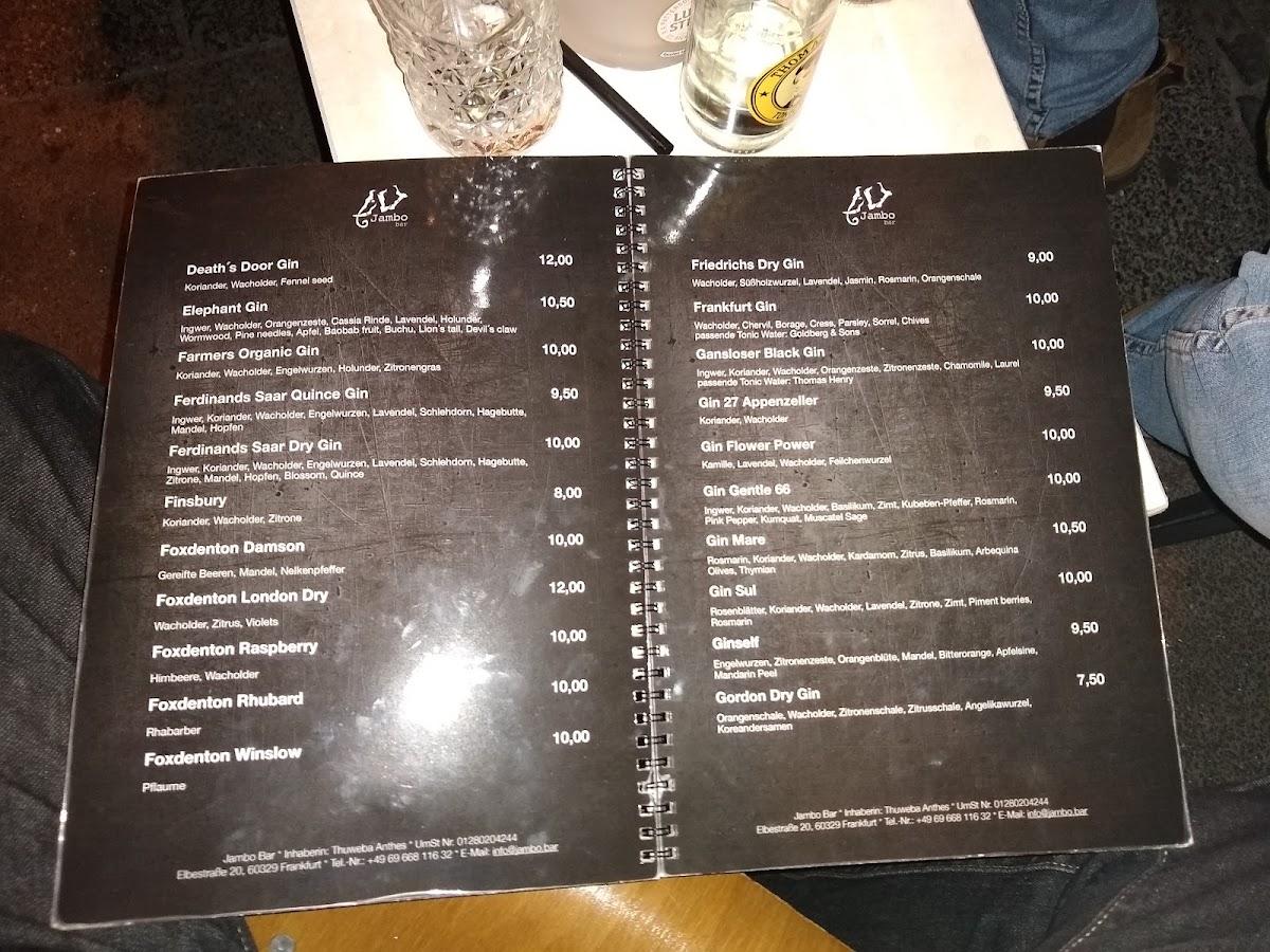 Speisekarte von Jambo Bar, Frankfurt am Main