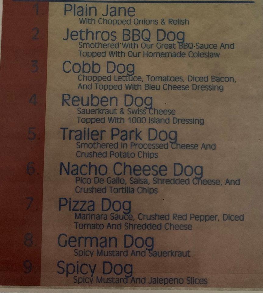 Menu at Jethro's Oven & Grill pub & bar, Gardnerville