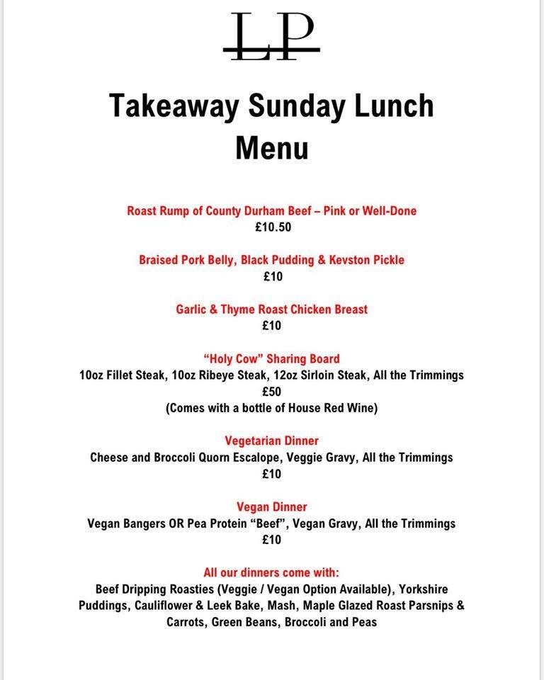 Menu at Lost Property Restaurant, Yarm