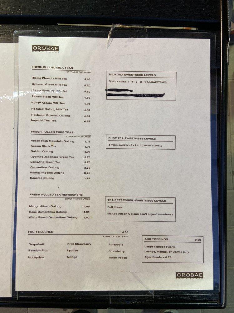Menu at OROBAE restaurant, Irvine