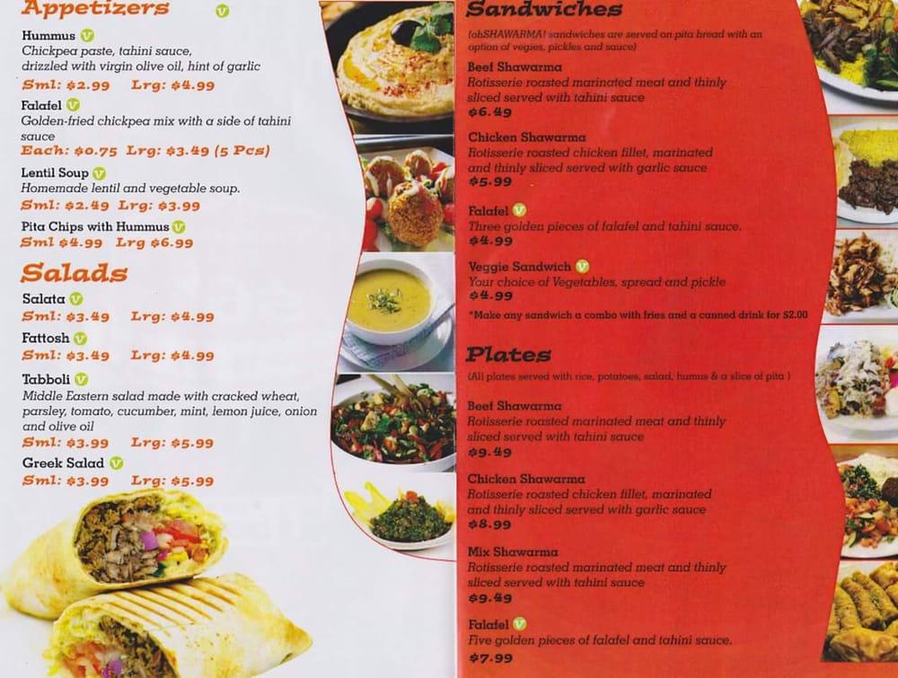 Menu at ohSHAWARMA restaurant, Courtice
