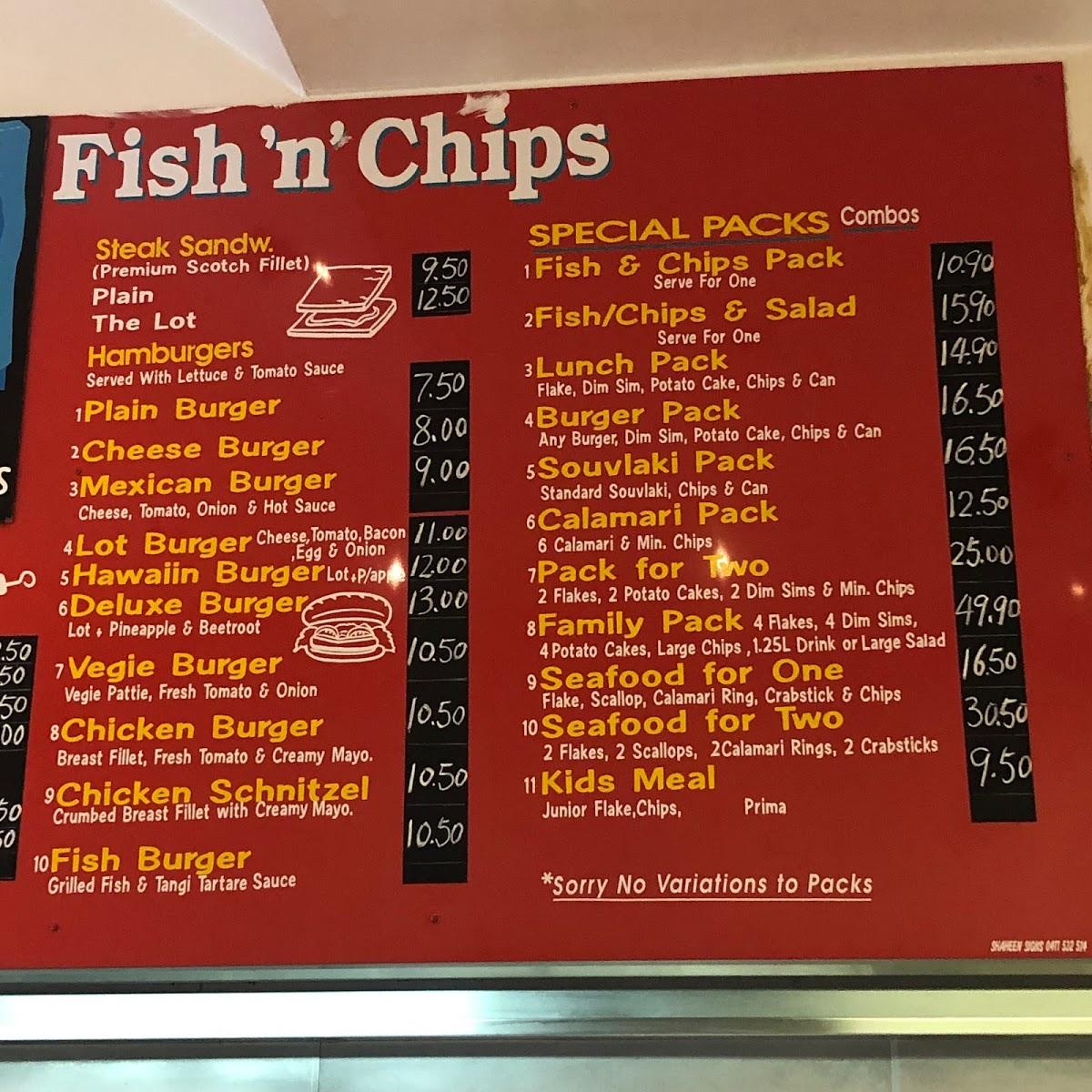 Menu at Westgarth Fish and Chips fast food, Northcote