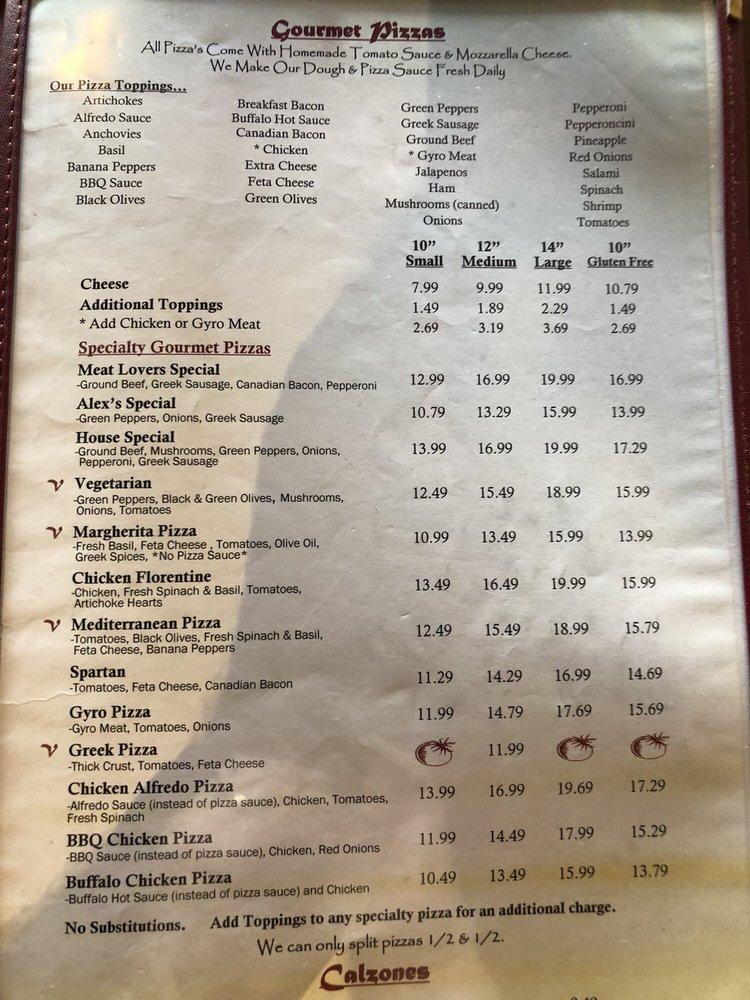 Menu at Alex's Pizza Palace pizzeria, Rolla