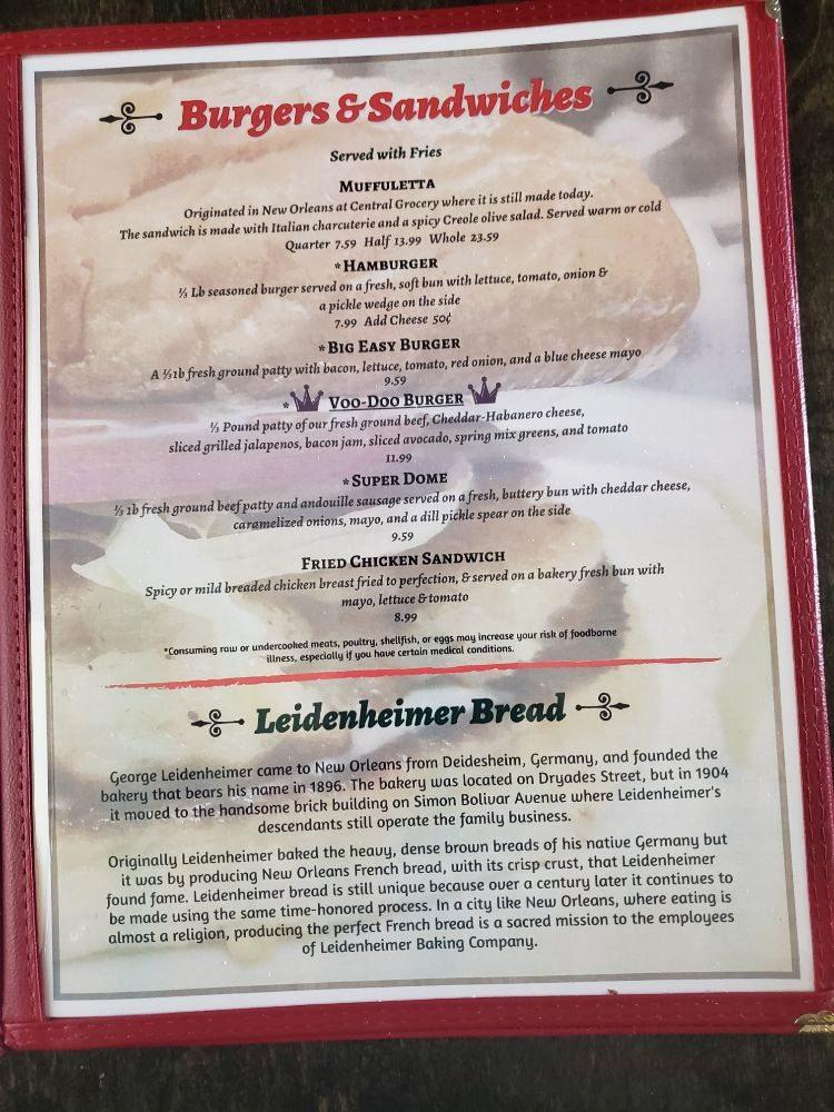 Menu at Cooyons restaurant, Mountain Home