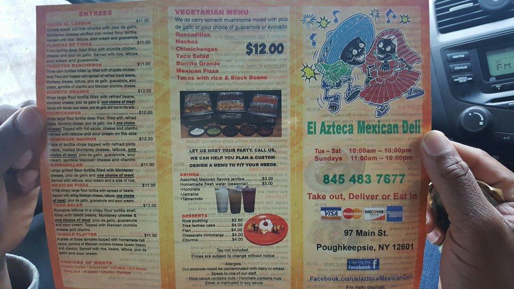 Carta del restaurante El Azteca Mexican, Poughkeepsie