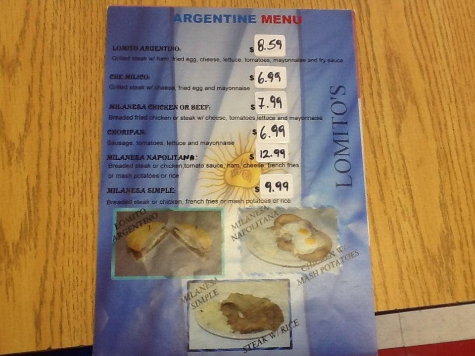 Menu at Lomito's Restaurant, Orem, 180 Center St