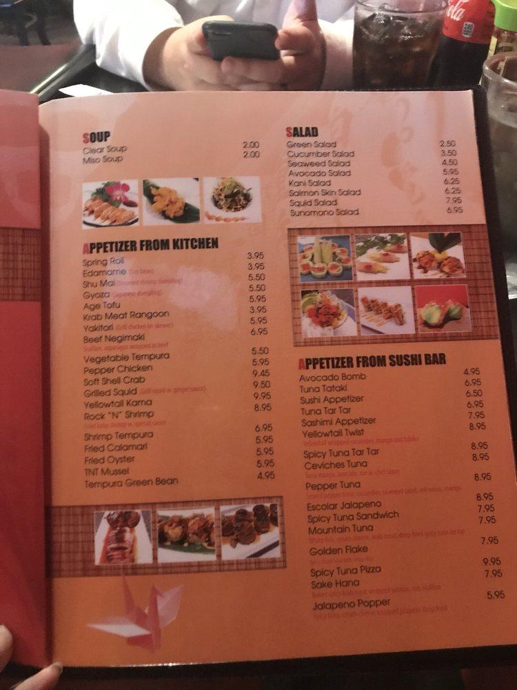 Menu at Origami Sushi restaurant, Tampa, W Hillsborough Ave