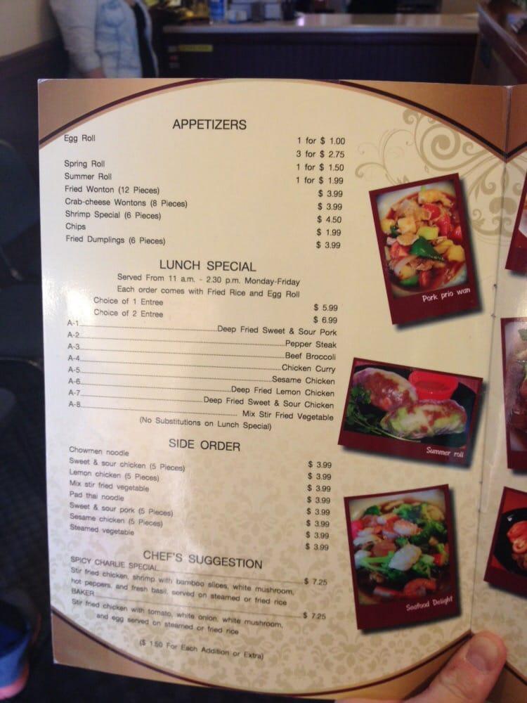 Menu at Thai Kitchen restaurant, Canyon