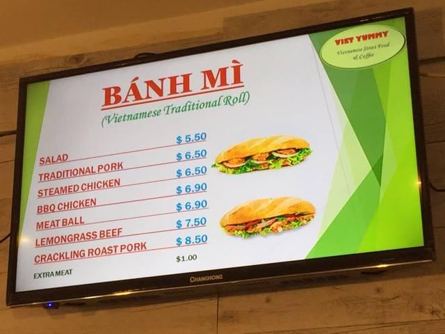 Menu at VIET YUMMY restaurant, Sydney