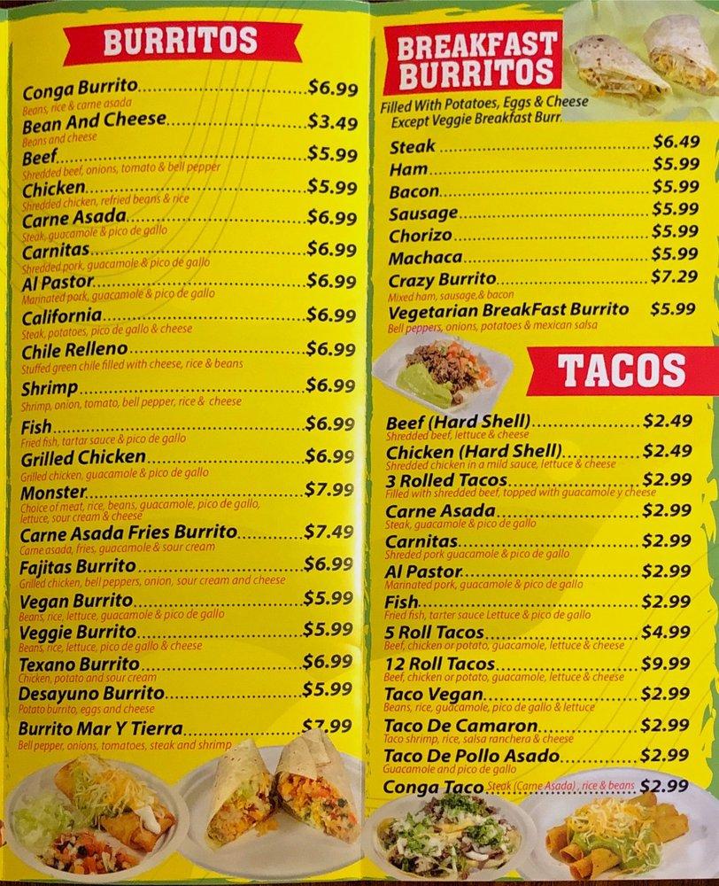 Menu at Aliberto’s Jr Mexican Food restaurant, Renton
