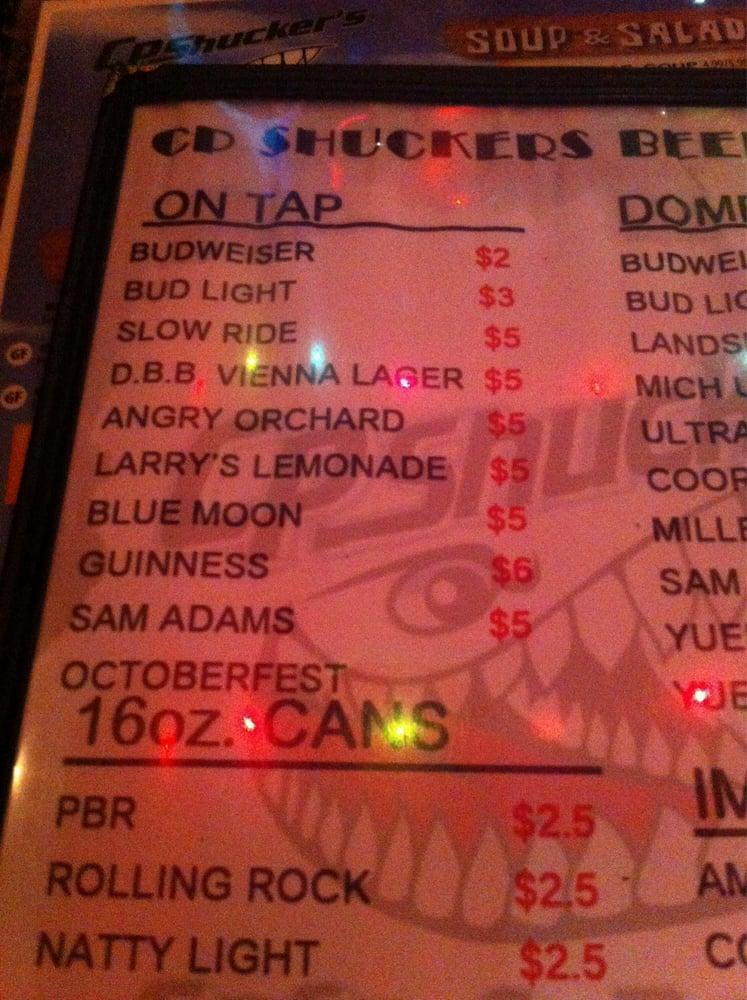 Menu at CP Shuckers Cafe & Raw Bar, Virginia Beach, Pacific Ave