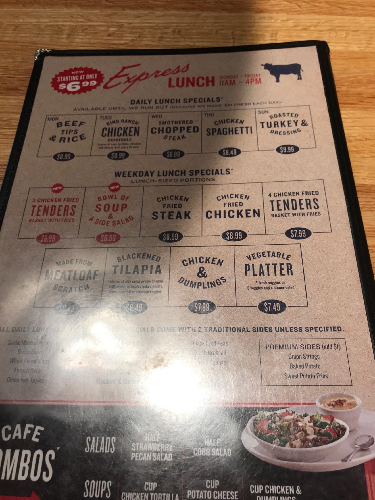 Menu at Cotton Patch Cafe, Cedar Hill