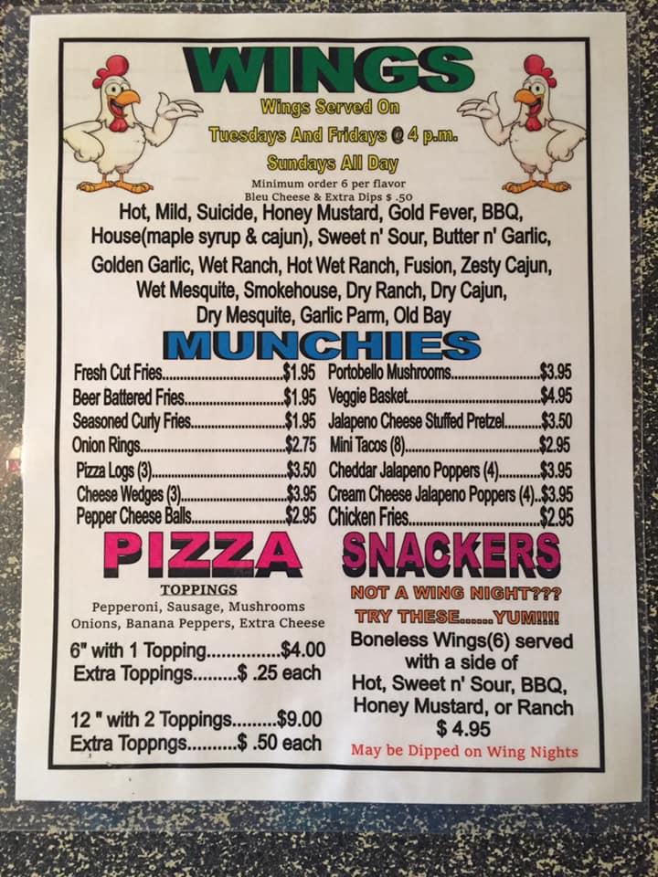 Menu at Crystal Lake Inn pub & bar, Hartstown